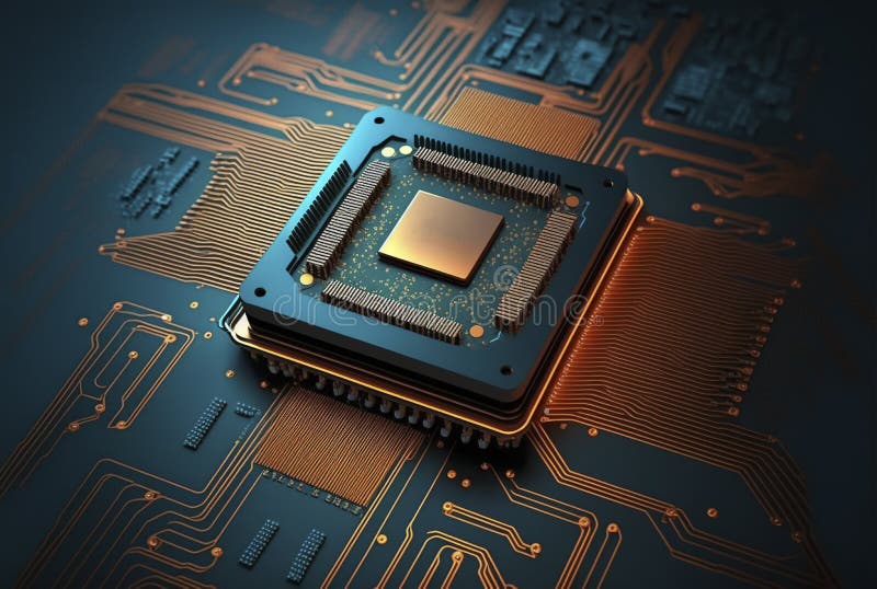 Computer Chip with Processor Background. Created with Generative Ai ...
