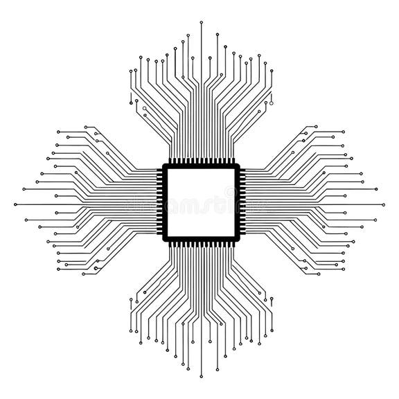 Computer Chip Processor Motherboard Technology Circuit Board Microchip Cpu Illustration Design ...