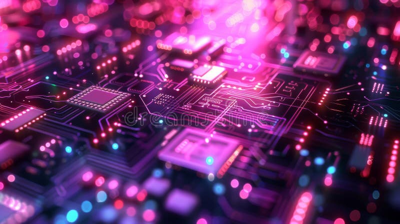 A Computer Chip with a Purple Background Stock Photo - Image of ...