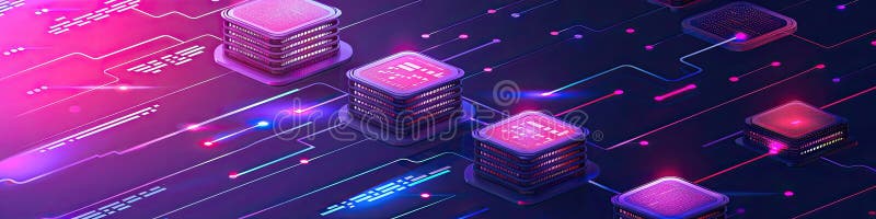 A Computer Chip with a Purple Background Stock Image - Image of ...