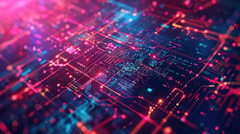 A Computer Chip with a Red Background Stock Illustration - Illustration ...