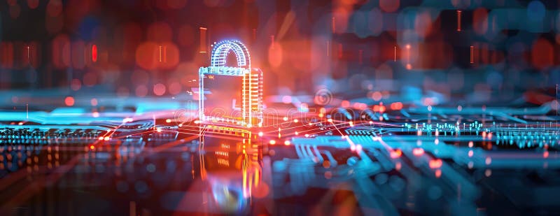 A Computer Chip with a Red and Blue Lock on it by AI Generated Image ...