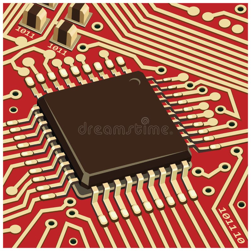 Electronic Circuit Chip on Board Stock Vector - Illustration of circuit ...