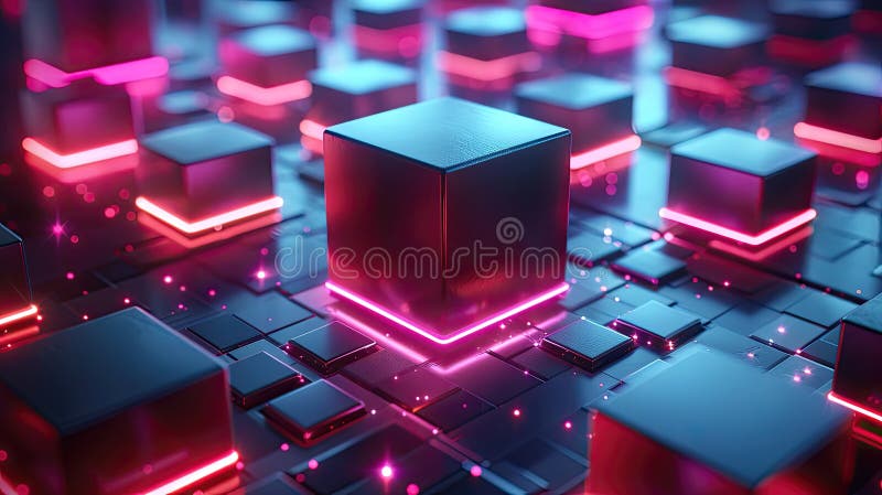 A Computer Chip with a Red Cube on it Stock Image - Image of ...