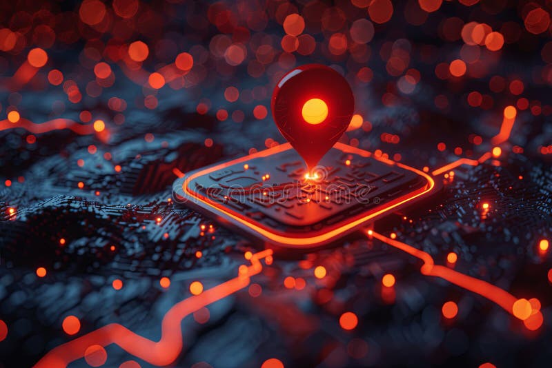 The Red Dot is Glowing and he is a GPS Point. Stock Illustration ...