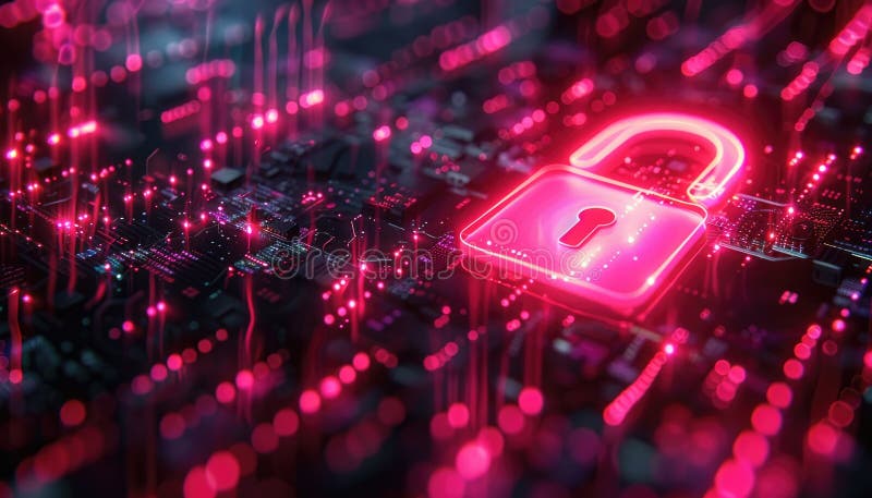 A Computer Chip with a Red Lock on it by AI Generated Image Stock ...