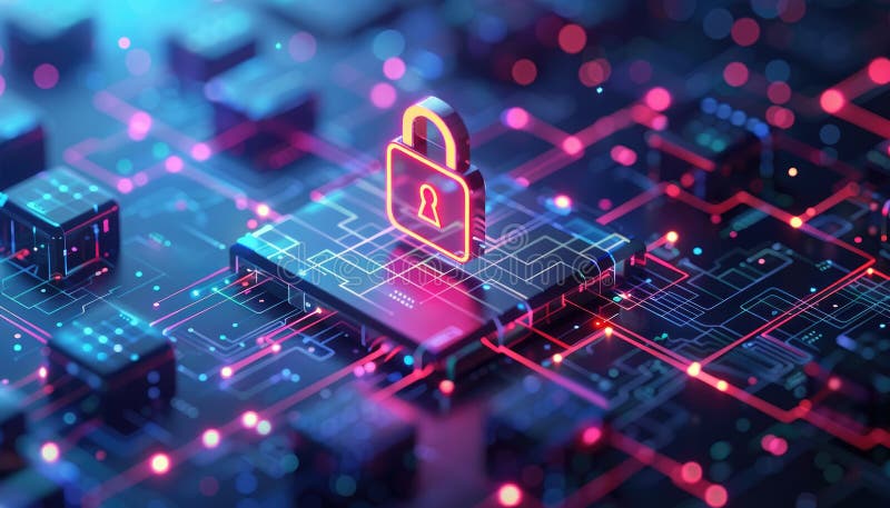 A Computer Chip with a Red Lock on it by AI Generated Image Stock ...