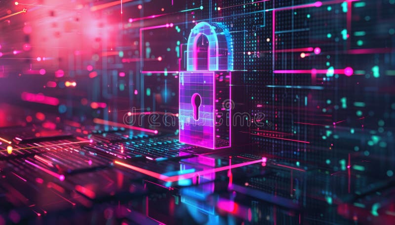 A Computer Chip with a Red Lock on it by AI Generated Image Stock ...