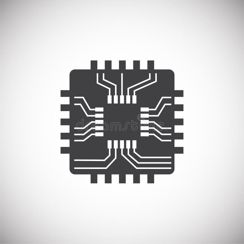 Computer Chip Related Icons Set on Background for Graphic and Web ...