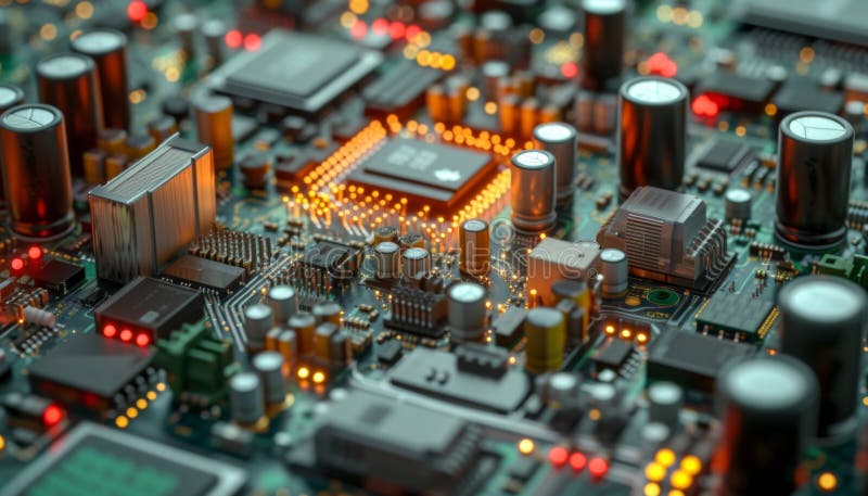 Computer Chip Semiconductor with Electrical Component, Motherboard ...
