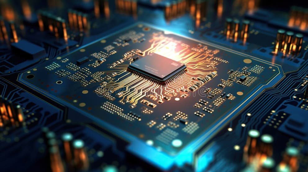Computer Chip with Shiny Glow. Generative AI Stock Illustration ...