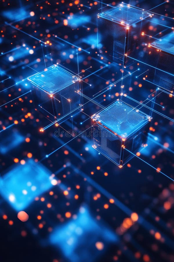 A Computer Chip is Shown in a Blue and Orange Color Scheme Stock ...