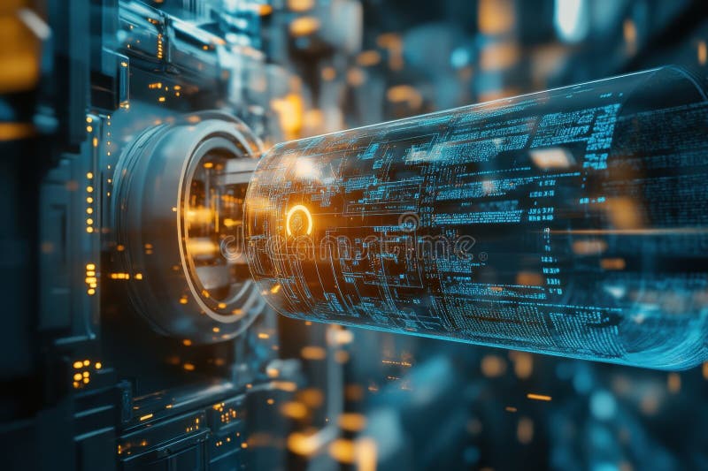 A Computer Chip is Shown in a Blue and Orange Color Scheme Stock ...