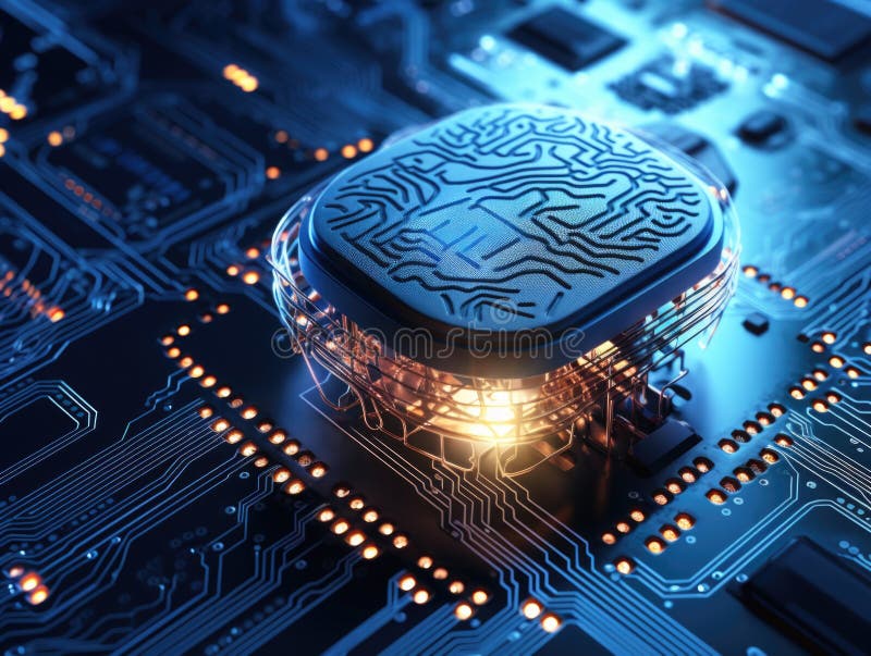 Computer Chip Shown Bright Orange Background Stock Photos - Free ...