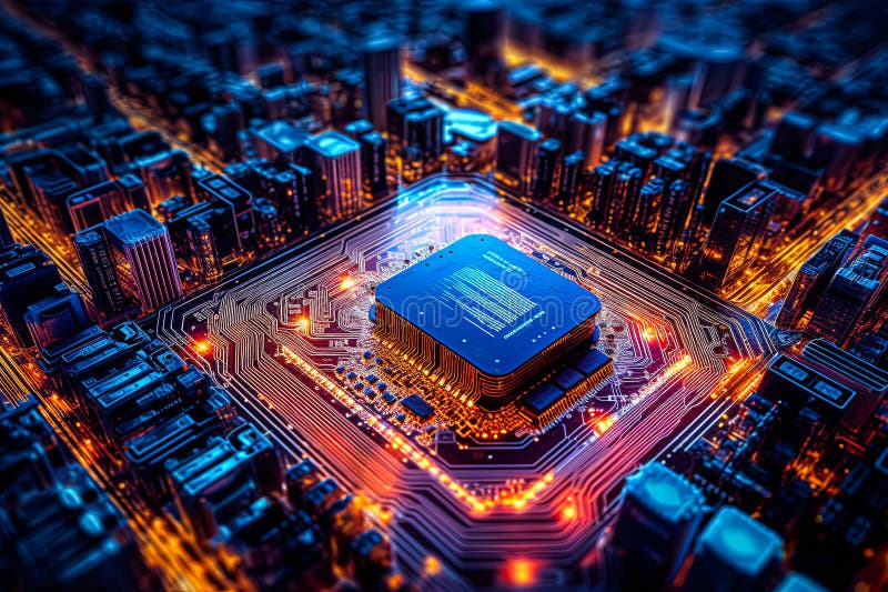 Computer Chip Shown Purple Blue Color Scheme Stock Photos - Free ...