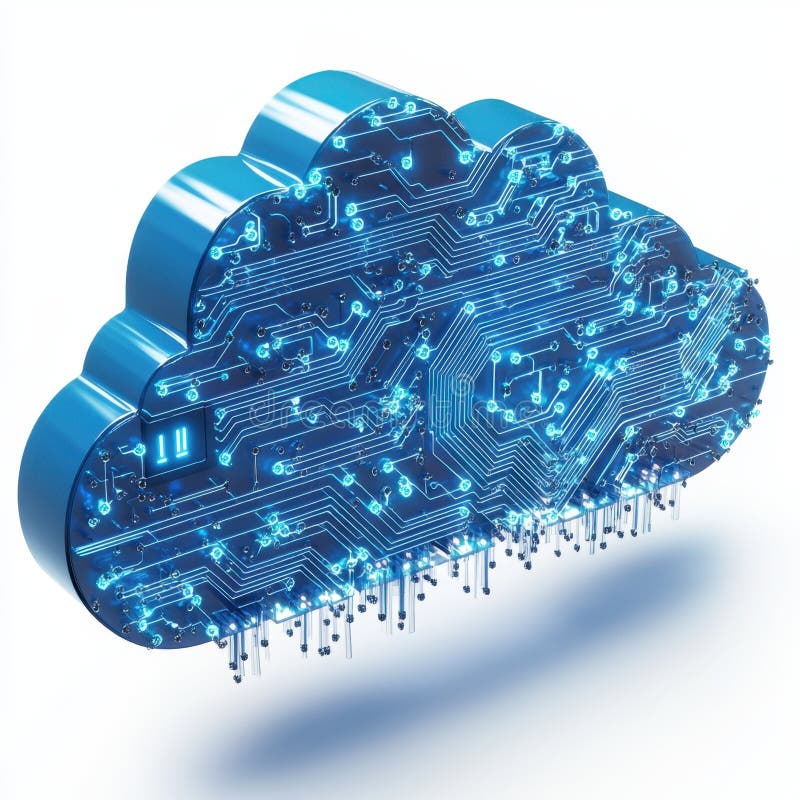 A Computer Chip is Shown in a Blue and Silver Color Stock Illustration ...