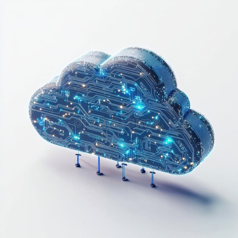 A Computer Chip is Shown in a Blue and Silver Color Stock Illustration ...