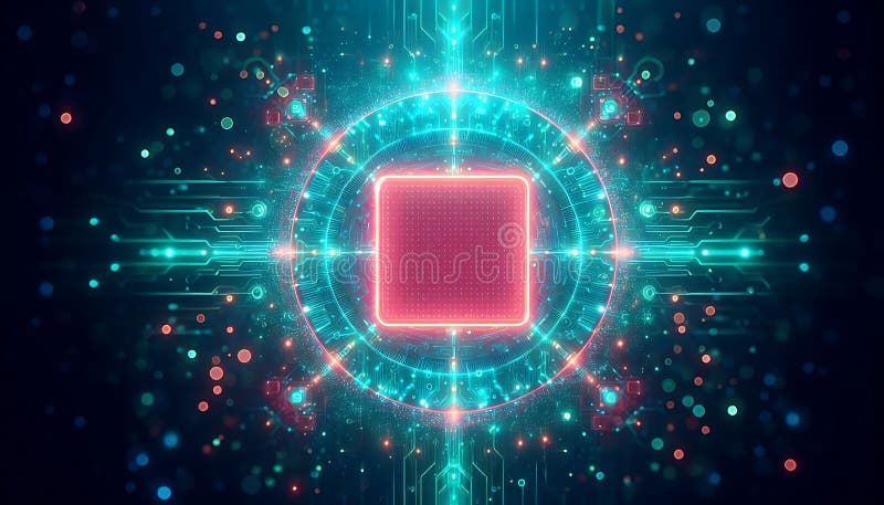 A Computer Chip is Shown in a Bright, Colorful, and Abstract Style ...
