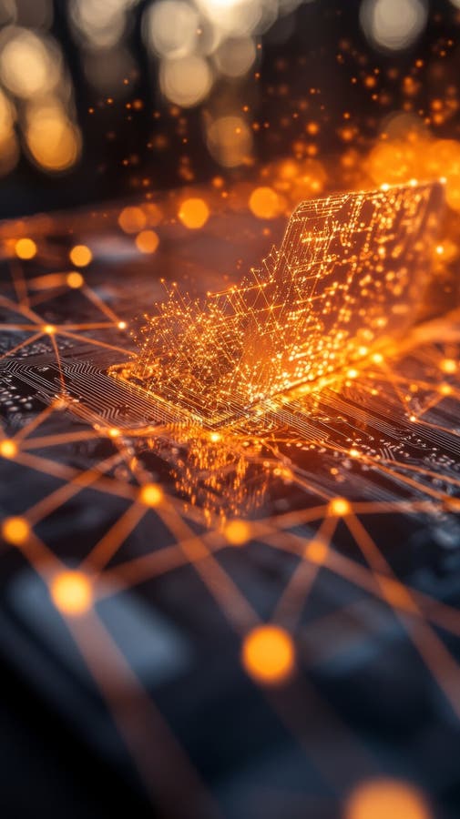 A Computer Chip is Shown in a Bright Orange Color Stock Illustration ...