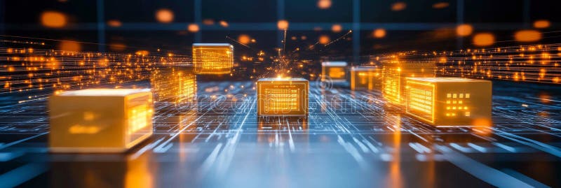 A Computer Chip is Shown in a Bright Orange Color Stock Illustration ...