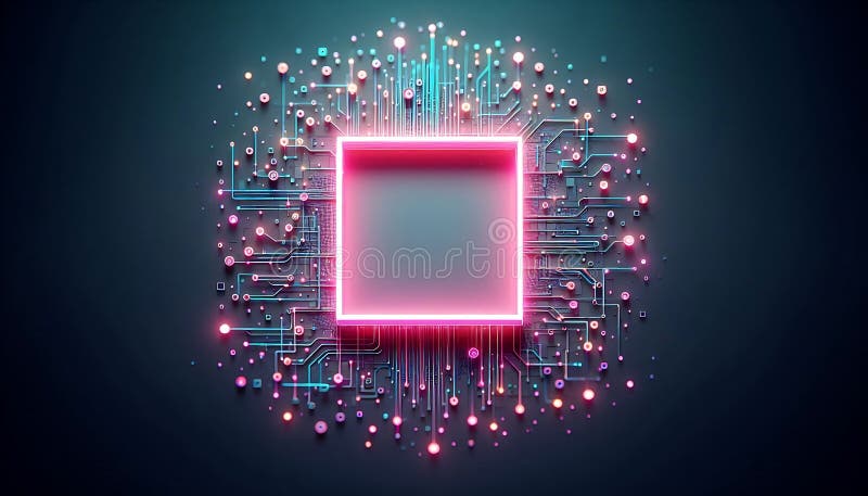 A Computer Chip is Shown in a Bright Pink Color. the Image is Abstract ...