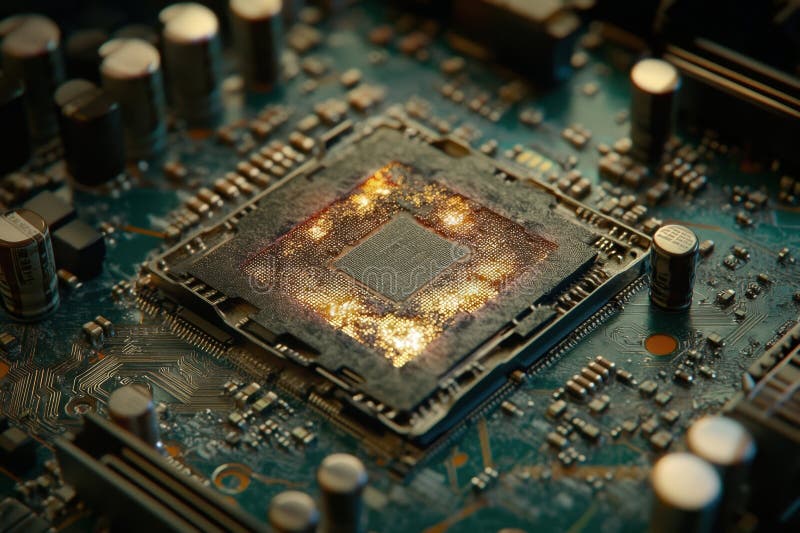 A Computer Chip is Shown with a Burnt Out Area Stock Illustration ...