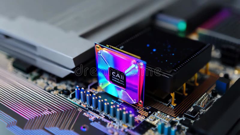 Computer Chip is Shown with a Rainbow Effect Stock Footage - Video of ...