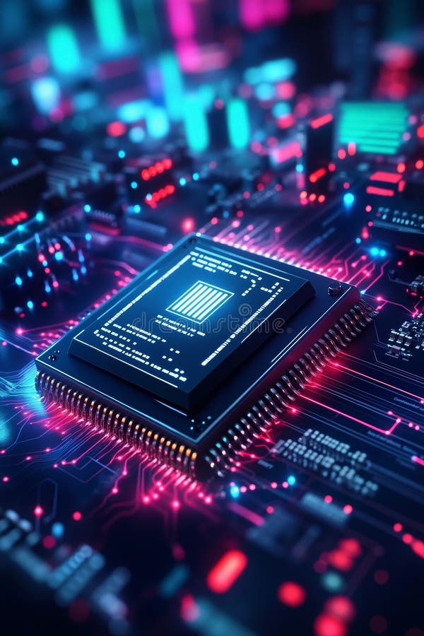 A Computer Chip Sitting on Top of a Circuit Board Stock Illustration ...
