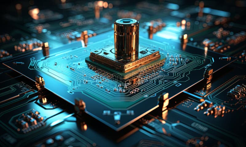 Computer Chip with Small Tower Stock Photo - Image of electronic, tiny ...