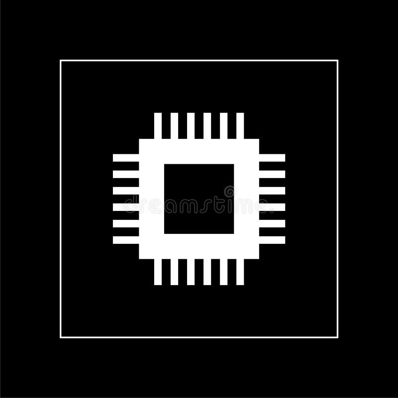 Computer Chip Symbol or Logo Element on Dark Background Stock Vector ...