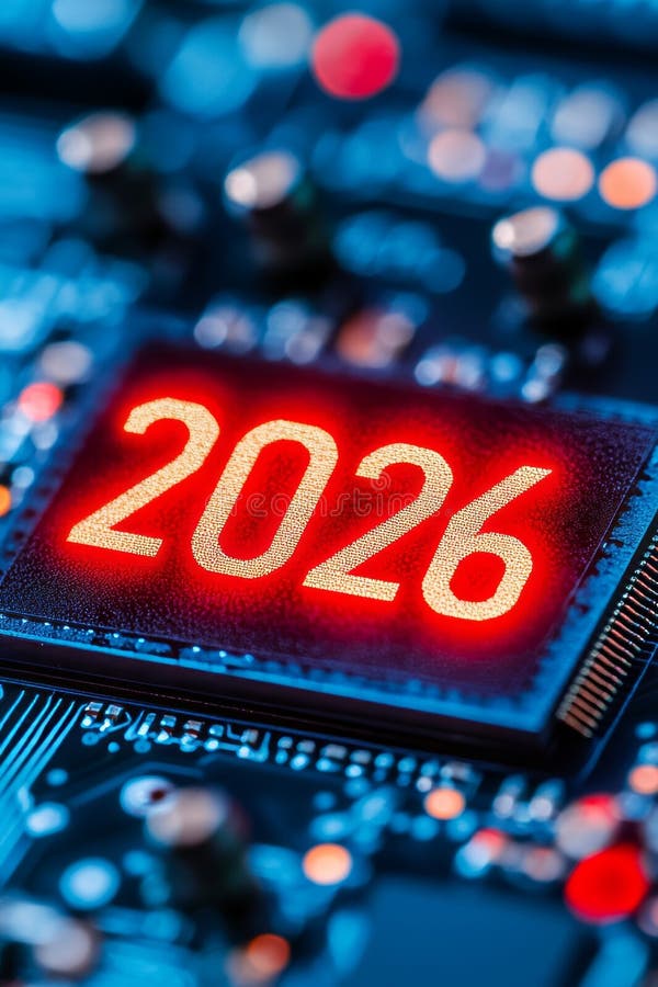 2026 on Computer Chip Symbolizing Future Technology and Innovation ...