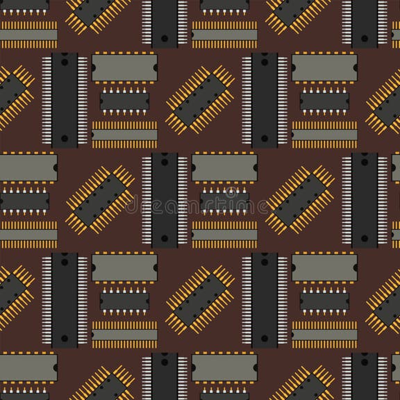 Computer Chip Technology Processor Circuit Motherboard Information System Seamless Pattern ...