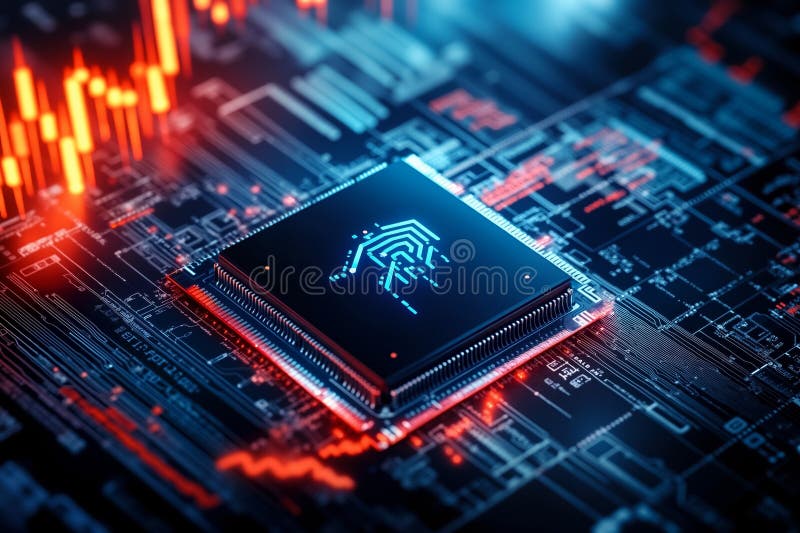 A Computer Chip on Top of a Circuit Board Stock Illustration ...