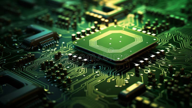 A Computer Chip on Top of a Green Circuit Board Stock Illustration ...