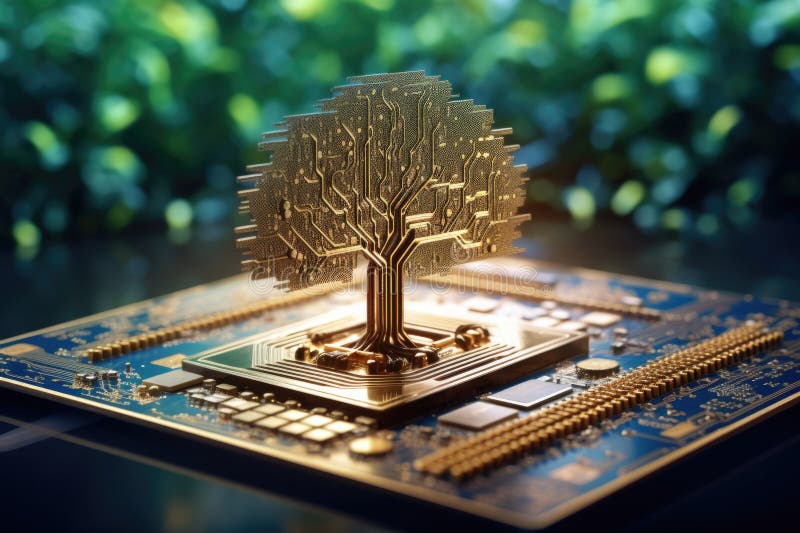 Computer Chip with a Tree on Top. Suitable for Technology and Nature ...