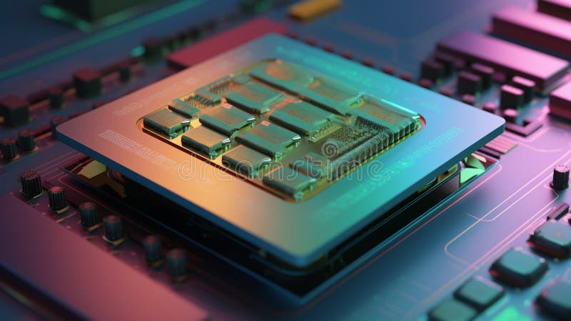 Computer Chip in Trending Color Palette with Generative AI Stock ...
