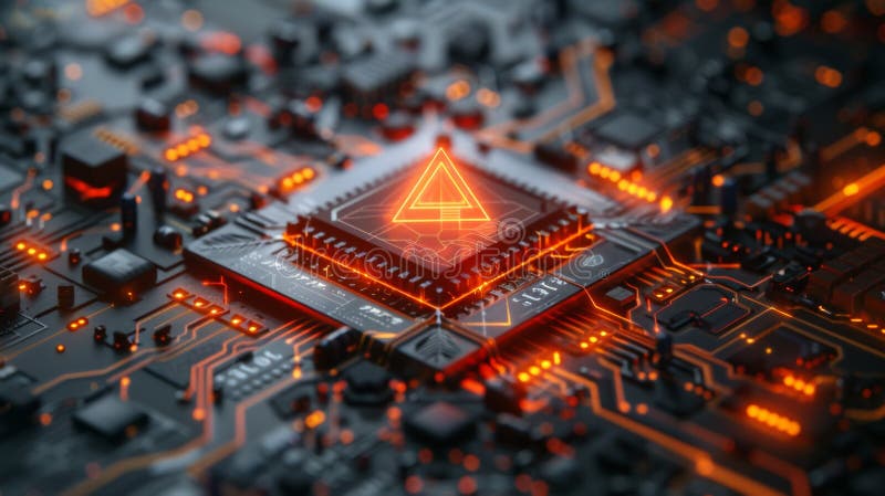 A Computer Chip with a Triangle on it, AI Stock Illustration ...
