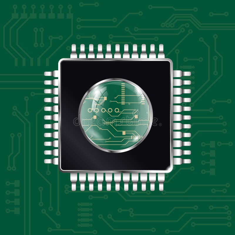 Computer Chip with Heart Symbol Stock Vector - Illustration of technic ...