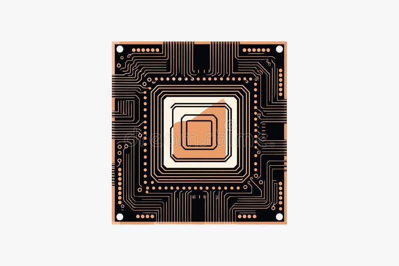 Computer Chip Vector Flat Minimalistic Isolated Vector Style ...