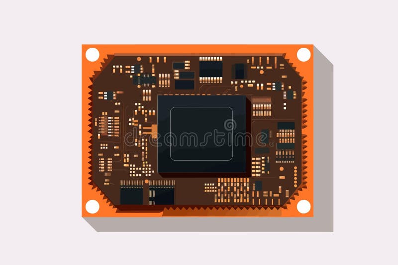 Computer Chip Vector Flat Minimalistic Isolated Vector Style ...