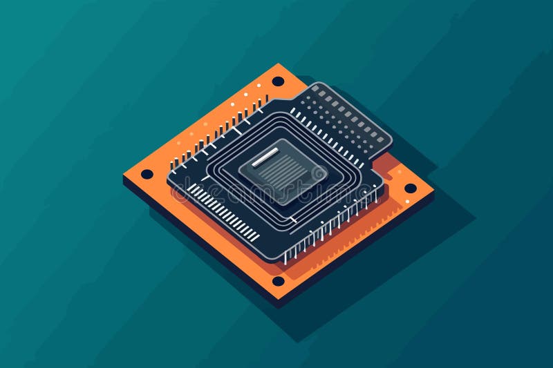 Computer Chip Vector Flat Minimalistic Isolated Vector Style ...