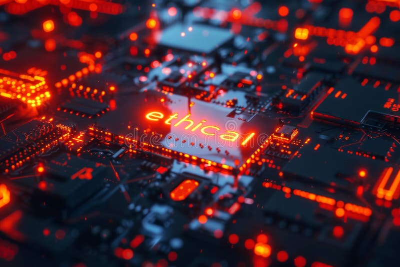 A Computer Chip with the Word Ethical AI on it. the Chip is Surrounded ...