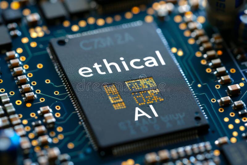 A Computer Chip with the Word Ethical AI on it. the Chip is Surrounded ...
