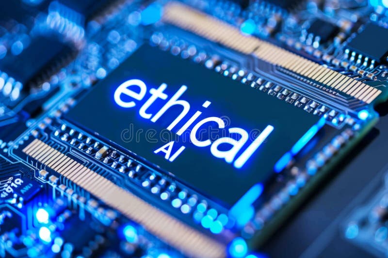 A Computer Chip with the Word Ethical AI on it. the Chip is Surrounded ...