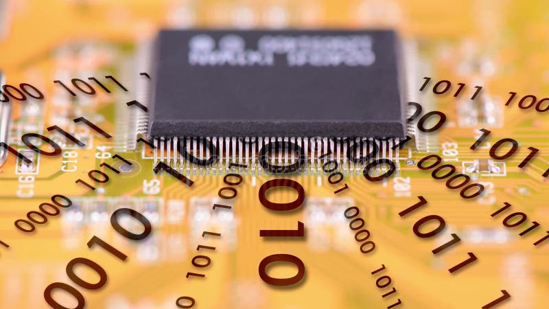 Computer Chip in Work with Binary Code Stock Video - Video of circuit ...