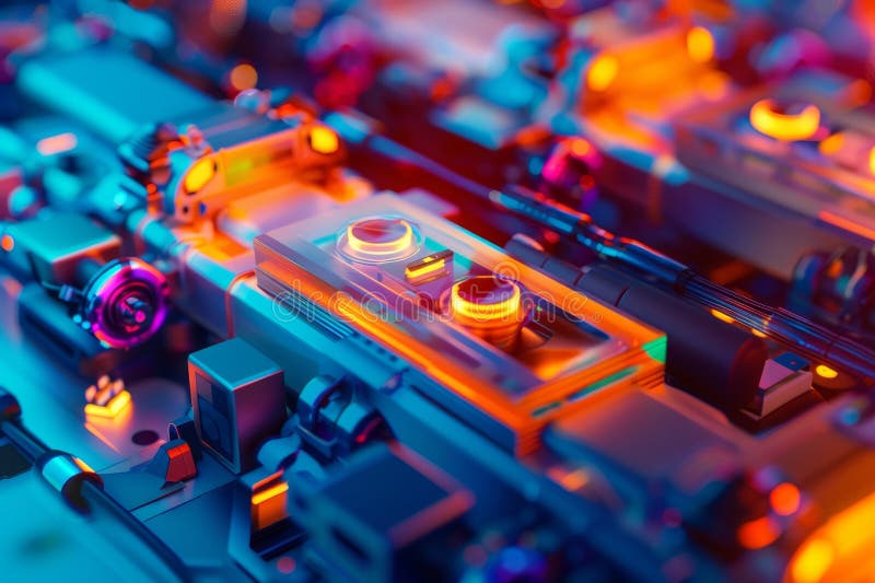 A Computer Chip with a Yellow Button on it with Generative AI Stock ...