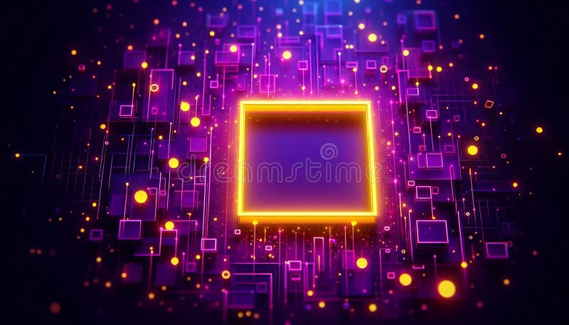 A Computer Chip with a Yellow Square in the Middle. the Square is ...