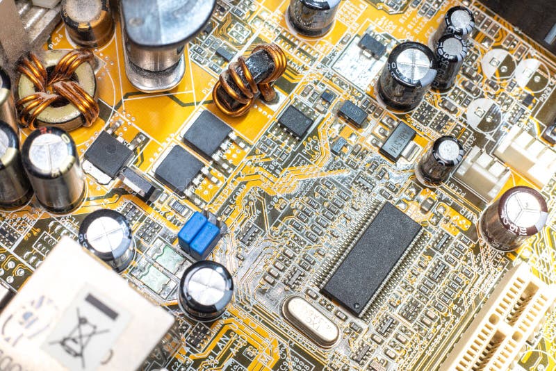 Computer Chips on the Circuit Board. Close-Up Stock Photo - Image of ...