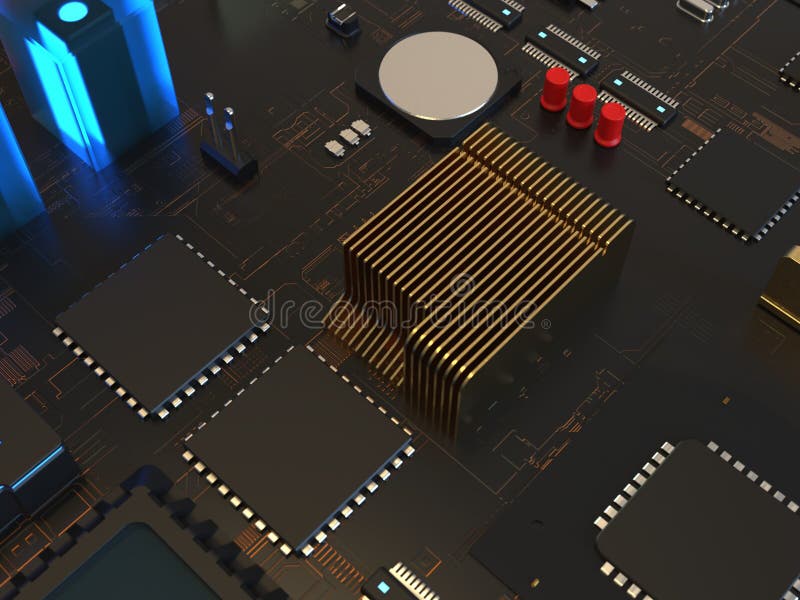 Computer chips close up stock illustration. Illustration of binary ...