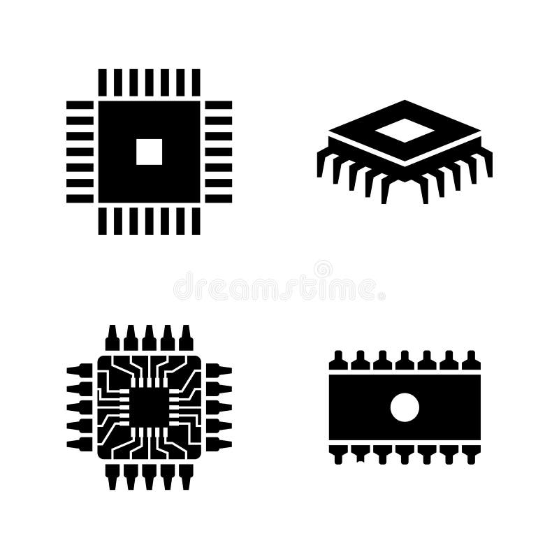 Computer Chips, Electronic Circuit. Simple Related Vector Icons Stock ...